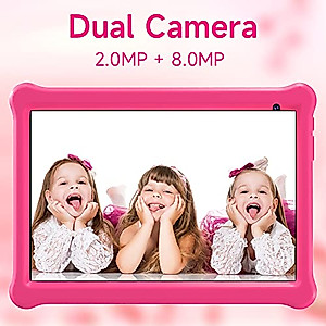 COOPERS Kids Tablet 10 inch, Android Tablets for Kids 32GB ROM 512GB Expand, Parental Control Toddler Tablet, GMS Certified, Kids Software Pre-Installed, WiFi, Dual Camera,with Shockproof Case, Red