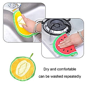 YEEKIDAIJ 4 Pcs Hanging Fruit Hand Towel Soft Hand Dry Towel Absorbent Washcloth with Hanging Loop for Kitchen Bathroom Use