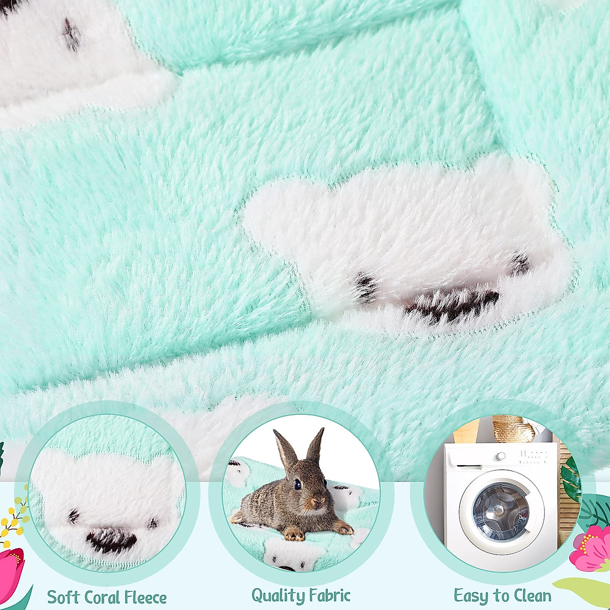 Jetec 2 Pieces Guinea Pig Bed Rabbit Bed Small Animal Hamster Warm Mats Winter Warm for Bunny Hamster Squirrel Hedgehog Chinchilla Small Animal Accessories(Green, Pink,Bear Pattern)