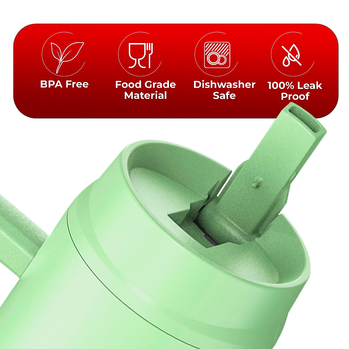 HOMESHACK 40 oz Tumbler with Handle and Foldable Straw Lid - Leakproof Insulated Stainless Steel Water Bottle - Hot & Cold Beverage Travel Mug - Reusable Iced Coffee Cup - Cupholder Friendly - Gift