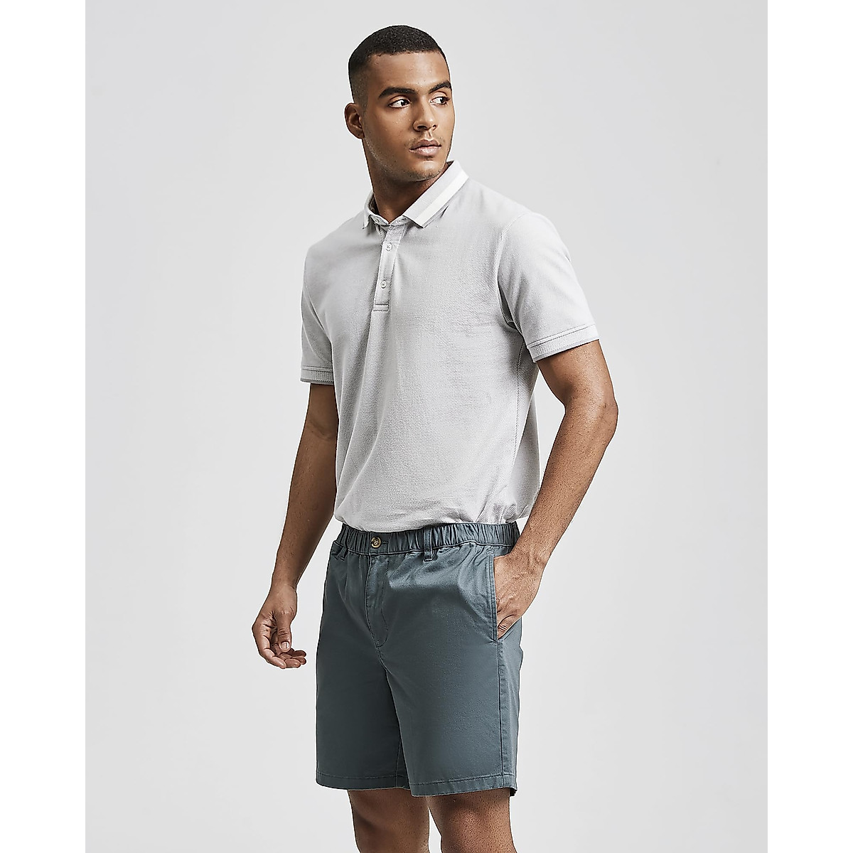 maamgic Men's Classic-fit 7" Cotton Casual Shorts Elastic Waistband with Multi-Pocket Daily Wear Walking Summer Outfit