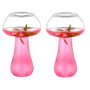 DOITOOL 2pcs Mushroom Cocktail Glass Creative Martini Glasses Novelty Drink Cup Wine Goblets Champagne Cups for Home Bar Party