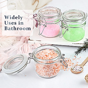 Folinstall 7 oz Glass Jars with Airtight Lids 12 Pcs, Small Mason Jars with Hinged Lids for Kitchen Storage, Canning and Pantry, Includes 3 Replacement Silicone Gaskets and Chalkboard Labels