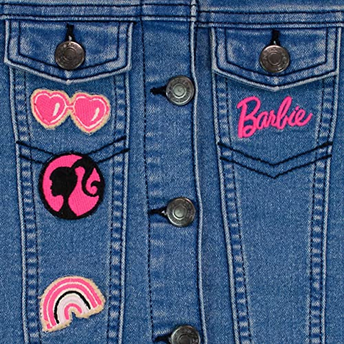 Barbie Girls Embroidered Jean Jacket Outerwear For Kids Blue 10
