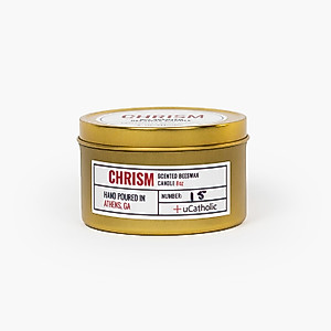 Catholic Chrism Beeswax Candle | Pure Chrism Essence | Pure Beeswax | Hand Poured in The USA | Wood Wick Highly Scented and Long Lasting (Chrism, 4oz)…