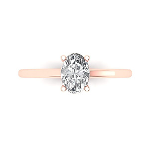 Clara Pucci 1.0 ct Oval Cut Solitaire Genuine Moissanite Wedding Bridal Designer Anniversary Engagement Ring in 14k Rose Gold for Women