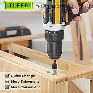 TLEEP 20 x Power Nut Driver Set for Impact Drill, SAE and Metric 1/4” Hex Head Drill Bit Set Screwdriver Socket Set, Chrome Vanadium Steel, Quick Change Chuck Socket Wrench Screw Impact Nutsetter