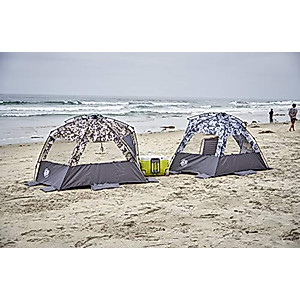 E-Z UP Wedge Portable Beach Tent, 51"x51" Entrance with 3 Roll-Up Windows and Storage Pocket, Camo Spring