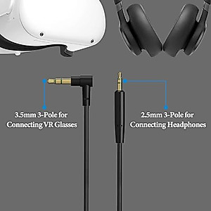 Geekria VR Short Audio Cable Compatible with Oculus Quest 2, HTC Virtual Reality Headset, 3.5mm Male to 2.5mm Male Cord, TRS Replacement Cable for Headphones (2 Pack / 1ft)