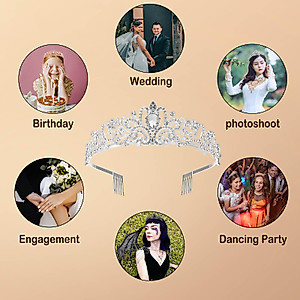 Silver Tiaras and Crowns for Women, Crystal Birthday Queen Crowns with Comb Rhinestone Princess Tiara Hair Accessories Wedding Crown for Brides