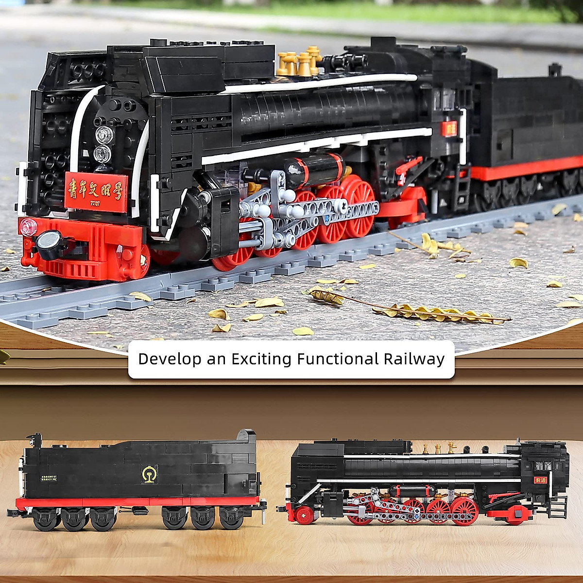 Mould King Train Building Kits for Boys, 1511 Pieces Building Blocks Sets Steam Locomotives Train Toys, Remote Control Train with Motors and Tracks, Learning Construction Toys for Kids
