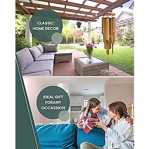 Nalulu Classic Bamboo Wind Chimes - Outdoor Wood Wooden Windchimes, Small Medium Large, Handcrafted with Calming Deep Tones, Ideal Home Decor or Gift for Any Occasion (Small)