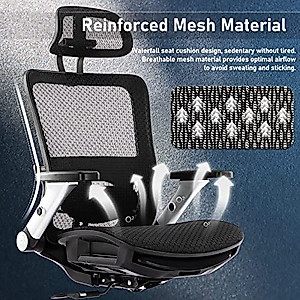 Ergonomic Mesh Office Chair with Footrest, High Back Computer Executive Desk Chair with Headrest and 4D Flip-up Armrests, Adjustable Tilt Lock and Lumbar Support-Black