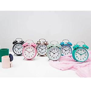 FLOITTUY {Loud Alarm for Deep Sleepers) 4'' Twin Bell Alarm Clock with Backlight for Bedroom and Home Decoration(Green)