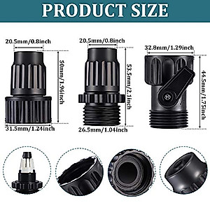 4 Sets Garden Expandable Hose Repair Kit Faucet Adapter Hose Female Male Connectors with 4 Pieces Hose Shut Off Valve and 8 Pieces 3/4 Inch Rubber Gaskets