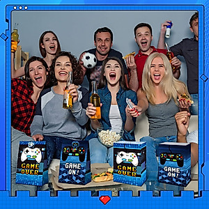 24 Pcs Game Gift Bag Video Game Party Supplies Gamer Party Favor Bags Gaming Theme Goodie Bags Candy Treat Bags with 30 Pcs Stickers for Themed Birthday Party Decorations