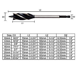 Woodworking Auger Drill Bit Sets, 8Pcs High Carbon Steel Wood Boring Bits Long 4 Flute Cut Drilling Tool Wood Hole Cutter for Wood Door Lock 9/23, 9/19, 5/9, 7/11, 5/7, 11/14, 13/15, 63/64-IN