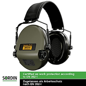 Sordin Supreme Pro-X Slim Active Ear Defenders - ARC Rail Compatible - Leather Band & Foam Kits - Green Ear Muffs