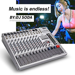 DJ Mixer G-MARK GMX1200 12 channel Professional USB Audio Mixing console Music Studio 8 mono 4 stereo 7 brand EQ 16 Effect Podcast Streaming Audio Interface