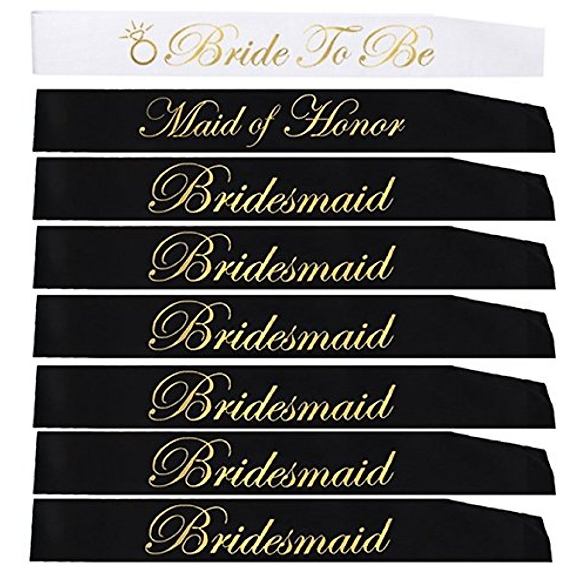 GEMICH BACHELORETTE PARTY SASH SET: Bride to be , Maid of Honor , 6 Bridesmaids Sashes and 8 Tattoos, Team Bride , Tiara, Veil, Bridal Shower Favors.