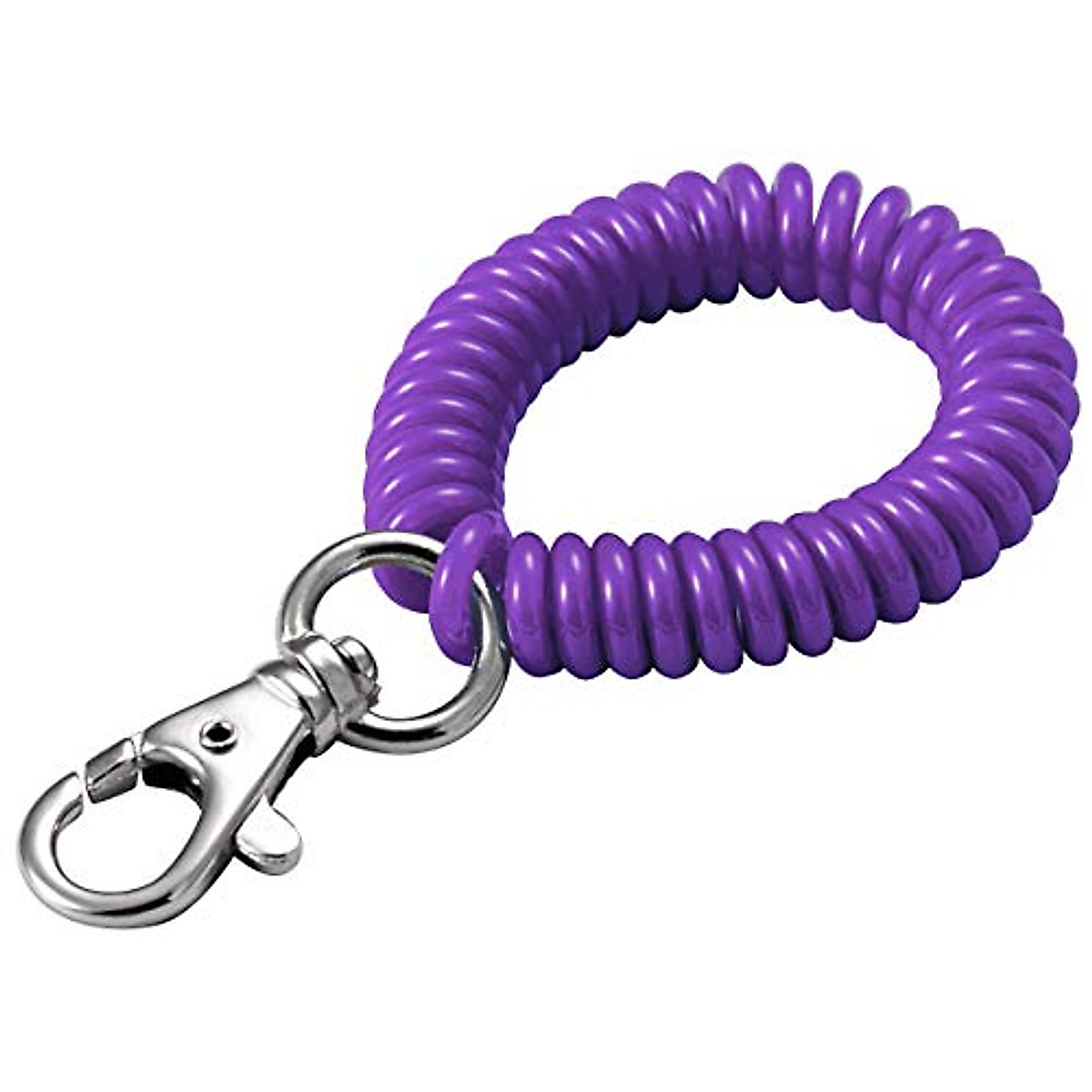 Lucky Line 2” Diameter Spiral Wrist Coil with Trigger Snap, Flexible Wrist Band Key Chain Bracelet, Stretches to 12”, Color May Vary (40701)