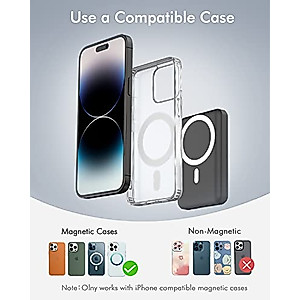 podoru Wireless Portable Charger, 10000mAh Magnetic Power Bank with Type-C Cable LED Display 22.5W PD Fast Charging Lighting Mag-Safe Battery Pack for iPhone 14/13/12/Mini/Pro/Pro Max-Black