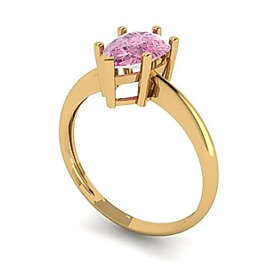 Clara Pucci 2.0 ct Pear Cut Solitaire Pink Simulated Diamond Wedding Bridal Designer Anniversary Engagement Ring Real 14k Yellow Gold