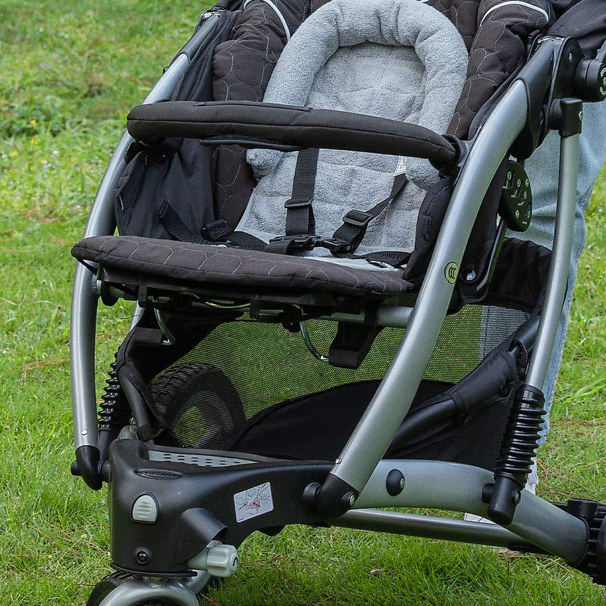 Long-Ci 2-in-1 Baby Insert Cushion Pad with Head Neck Body Support Pillow in Plush Terry for Newborn (Gray Beige)