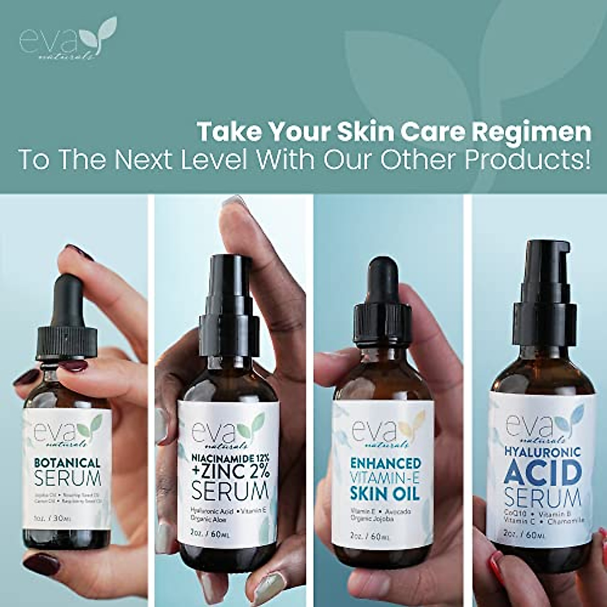 Eva Naturals Hyaluronic Acid Serum For Face With Vitamin B5 - Anti-Aging Face Serums & Anti-Wrinkle Moisturizing Serum - Hyaluronic Acid Face Serum, Plump Dry Skin - 2.0 Fl Oz (Pack of 1)