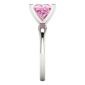 Clara Pucci 2.50ct Princess Cut Solitaire Pink Simulated Diamond Excellent Engagement Bridal Promise Anniversary Ring 18K White Gold 5