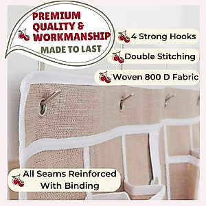 BC BUTLER & CHEF Over Door Shoe Organizer Extra Large With 51 Pockets - With Hanging Rack Rings & Storage Accessories - For Behind Back of Door or Closet, Strong 800D Fabric, Wall Mountable, Holder