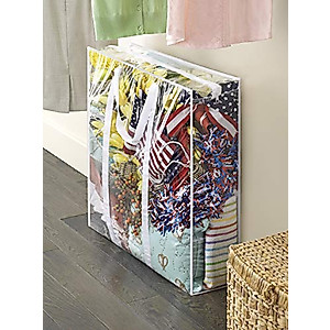 Whitmor Jumbo Everyday Holiday Bag, Seasonal Storage for Easter, Fourth of July, Fall & Christmas, Clear/White