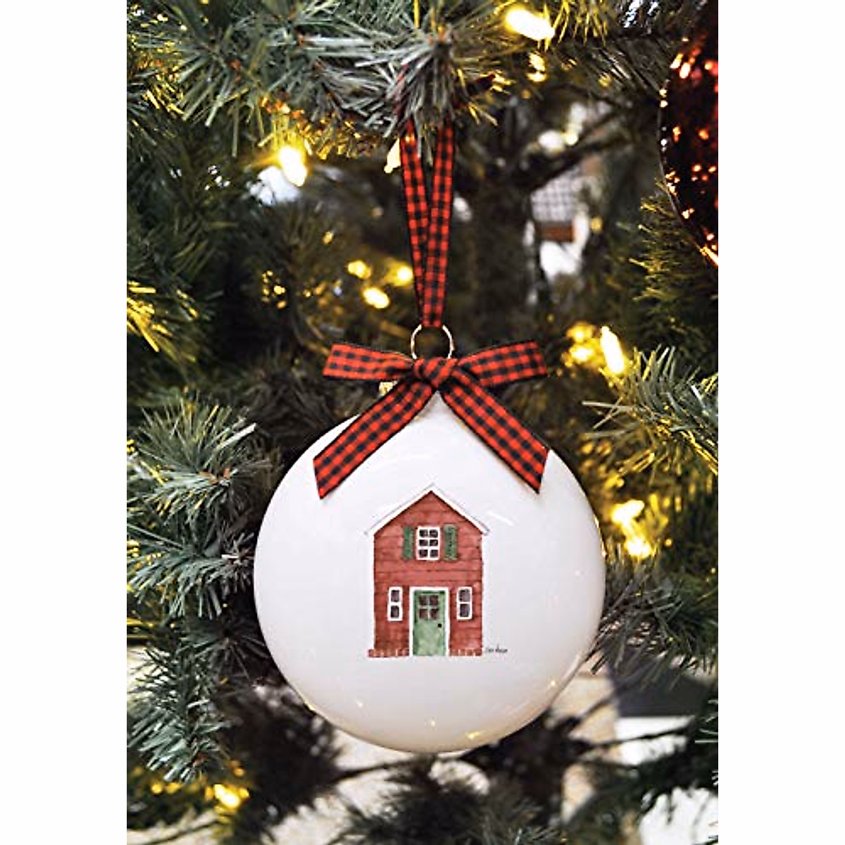 Rae Dunn Christmas Ornaments - Set of 2 Glass Balls - 100mm / 3.94 Inch Large Hanging Holiday Decorations for Xmas Tree Home for The Holidays