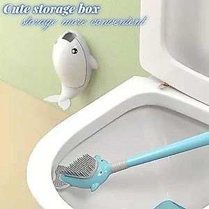 LUOWUYOU Cute Dolphin Toilet Brush, Funny Toilet Brush Silicone Toilet Brush Toilet Brush Novelty Set (Pink)