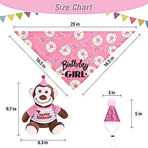 EXPAWLORER Dog Birthday Bandana Set - Cute Hat and Squeaky Monkey Toy for Birthday Party Supplies Gift - Great for Small Medium Large Dogs