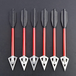 AMEYXGS 6.8" Mini Archery Crossbow Bolts Set Aluminium Crossbow Arrows with Metal Broadhead Tips for Shooting Target Practice Small Hunting Game Outdoor Fishing 50-80lbs (Red)