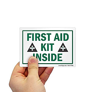 SmartSign "First Aid Kit Inside" Label | 3.5" x 5" Laminated Vinyl