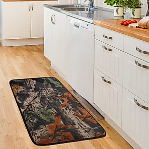 DJYQBFA Kitchen Mats for Floor, Forest Tree Camouflage Camo Non Slip Kitchen Rugs Comfort Absorbent Standing Desk Mat for House Sink Laundry Office 39 X 20 Inch