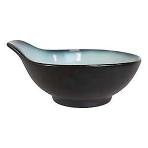Ebros Gift Porcelain Serveware Drinkware Artistic Ocean Zen Aquamarine Black Gradient Textured Restaurant Supply (Pack Of 5 Tempura Dipping Sauce Condiment Ramekin Bowls With Handle)