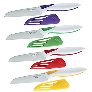 MONGSEW 8 PCS Paring Knives, 4 PCS Paring Knife and 4 PCS Knife Sheath, 4inch fruit and vegetable knife, Stylish Paring Knife Set, German Stainless Steel, Latest Rubber+PP Ergonomic Handle