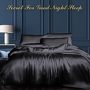 Smbeope 100% Mulberry Silk Pillowcase 2 Pack for Hair and Skin,with Hidden Zipper,Both Sides 22 Momme Natural Silk Pillow Cover,Soft Breathable & Smooth (Black, Queen)