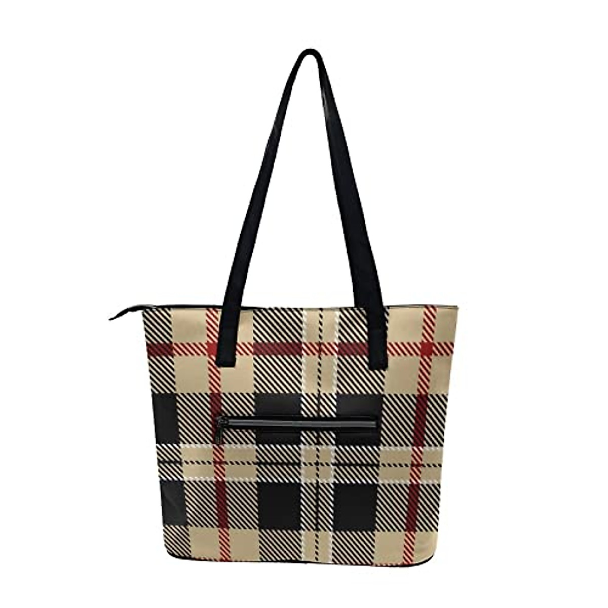 Fashion Hobo Handbags With Zipper Large Capacity Satchel Tote Bag For Women Casual Shoulder Bag Soft Leather Purse Compatible with Tartan Plaid Pattern