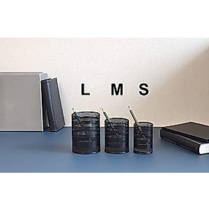 Produco Metal Mesh Pen Pencil Cup Holder Stand Office Desk Organizer Stationery Caddy Makeup Brush Holder, Black (Large)