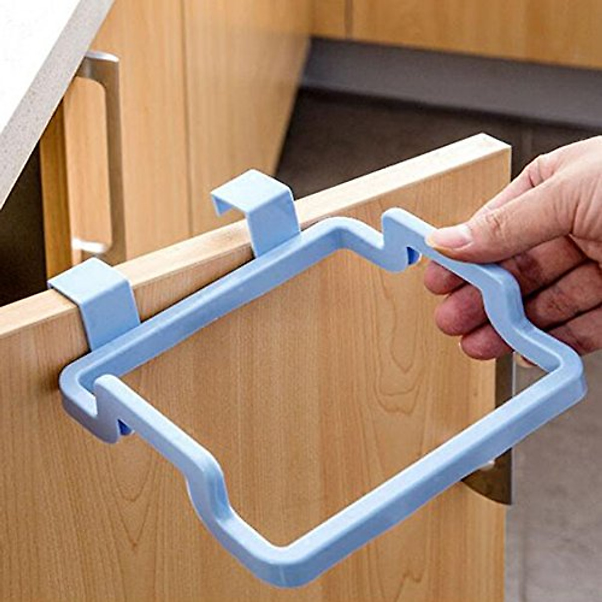 Kitchen Hanging Trash Rubbish Bags Holder Garbage Storage Racks Cupboard Hanger giveyoulucky (Green)