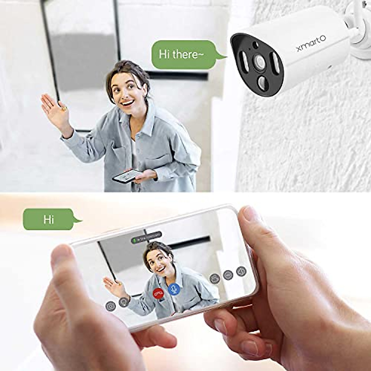 Thermal True Detection XMARTO Prime 10CH 2K HD Wireless Security Camera System 24/7 w. Human/pet/Vehicle Detect,Color Night Vision,2-Way Audio and 2TB HDD (Smart Lights & Siren,WPS2K84-2TB Plug-in)