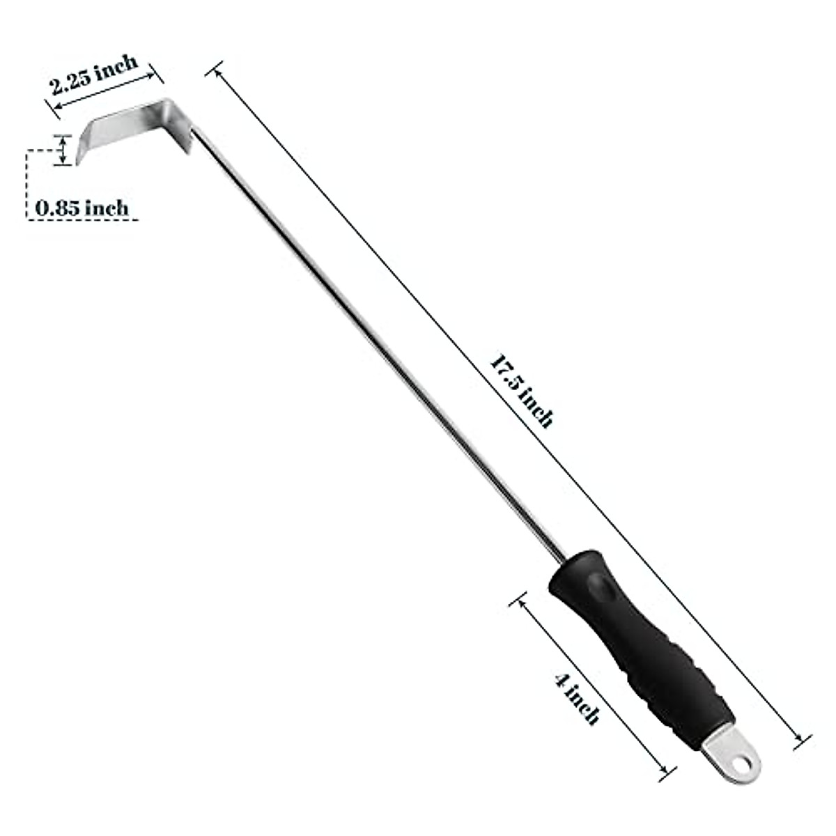 OLIGAI BBQ Ash Tool for Big Green Egg Stainless Steel Ash Tool Poker for Kamado Joe Charcoal Smoker Wood Burning Stove Ash Rake,Ash Tool for Other Charcoal Grills Corner Cleaner Accessories 17.5"