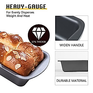 HONGBAKE 3 Pack Bread Pan for Baking Loaf Pan Set, 1 Lb Loaf Pan with Wide Grips Nonstick Bread Tin 3 pack, 8.5 x 4.5 Inches Perfect for Homemade Bread, Grey
