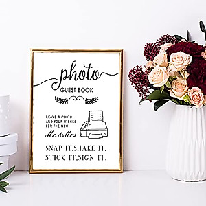 Wedding Photo Sign Guest Book 9.8 X 7.9 Inch Rustic Wedding Photo Guestbook Unframed Wedding Reception Sign Paper Bridal Shower Guestbook Decor for Wedding New Mr and Mrs