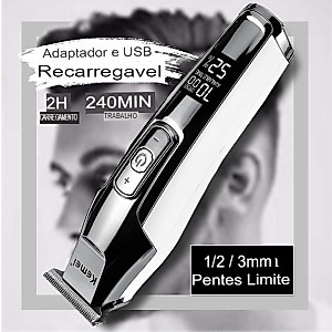 KEMEI Mens Clipper Cordless Barber Professional Hair Clipper LCD Display 0mm Baldheaded Beard Cutter Electric Haircut Machine USB Rechargeable