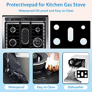 Fancemot Gas Stove Burner Covers, Gas Stove Top Covers for Samsung Gas Range, Reusable Washable Stove Guard, Gas Stove Protectors with 2 Pcs Stove Gap Covers, 1 Pcs Cleaning Cloth, 3 Pcs Brush